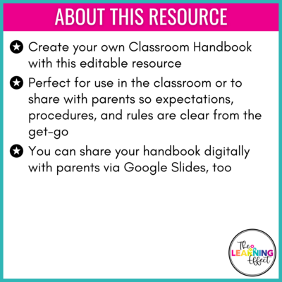 Editable Classroom Parent Handbook Templates | Back to School Rules ...