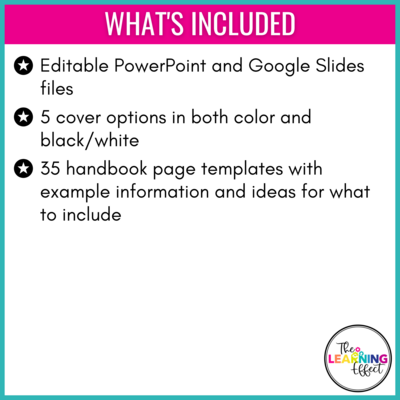 Editable Classroom Parent Handbook Templates | Back to School Rules ...