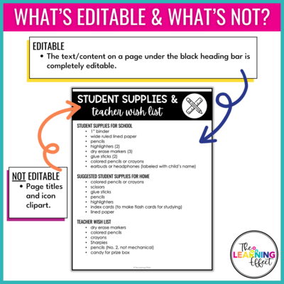 Editable Classroom Parent Handbook Templates | Back to School Rules ...