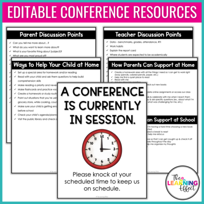 Student Led Parent Teacher Conferences Forms | Editable Templates Reminders