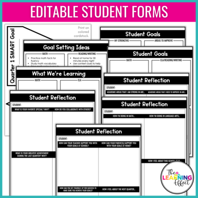 Student Led Parent Teacher Conferences Forms | Editable Templates Reminders
