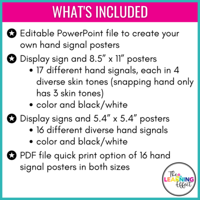 Hand Signals Editable Posters | Classroom and Behavior Management Signs