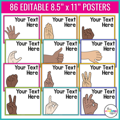 Hand Signals Editable Posters | Classroom and Behavior Management Signs