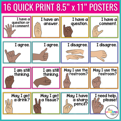 Hand Signals Editable Posters | Classroom and Behavior Management Signs
