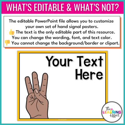 Hand Signals Editable Posters | Classroom and Behavior Management Signs