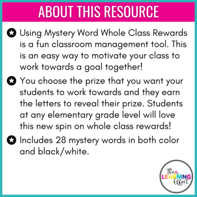 Whole Class Reward System | Mystery Word Classroom Behavior Management ...
