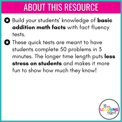 Addition Timed Tests | Math Facts Fluency Worksheets