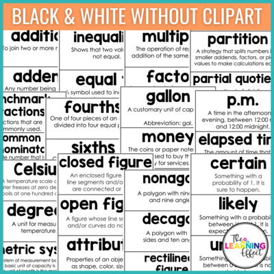 3rd Grade Math Word Wall Printable and Digital