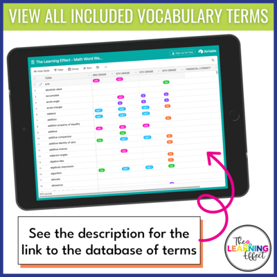 Upper Elementary Math Word Walls BUNDLE | Printable Vocabulary Cards ...