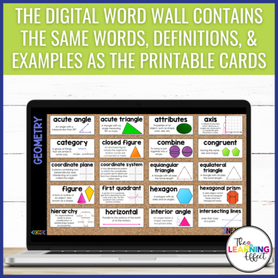 Upper Elementary Math Word Walls BUNDLE | Printable Vocabulary Cards ...