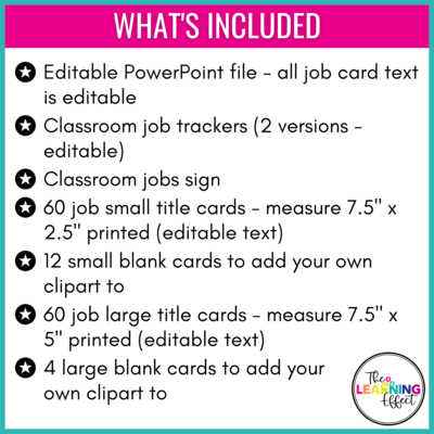 Editable Classroom Job Cards for Elementary Students