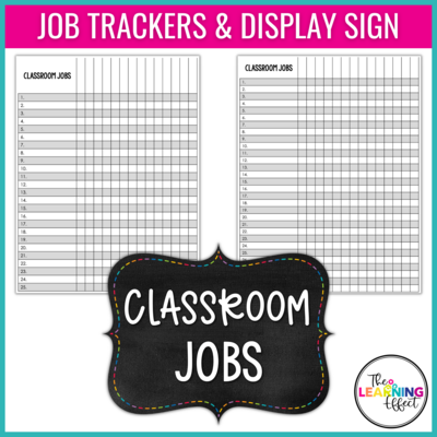 Editable Classroom Job Cards for Elementary Students