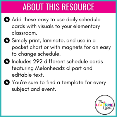 Visual Schedule Cards | Editable Daily Classroom Labels