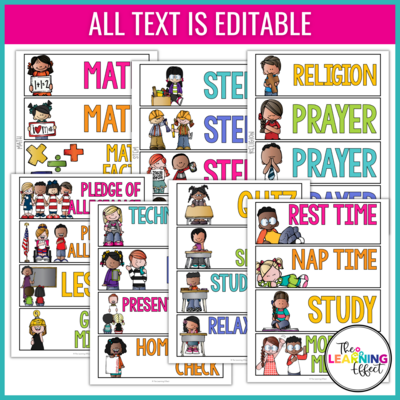 Visual Schedule Cards | Editable Daily Classroom Labels