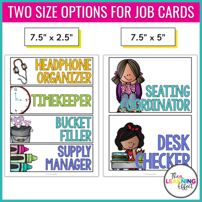 Editable Classroom Job Cards for Elementary Students