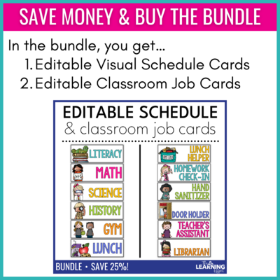 Visual Schedule Cards | Editable Daily Classroom Labels