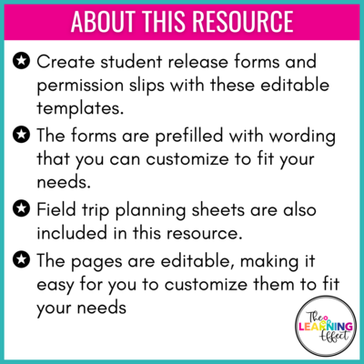 Student Release Forms and Permission Slips