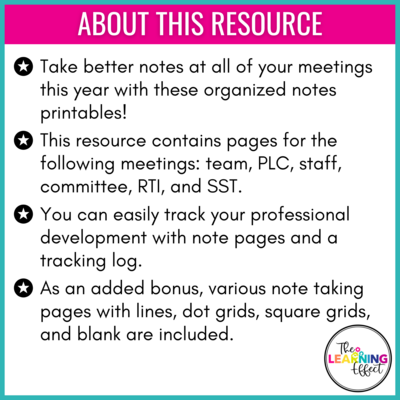 Teacher Meeting and Professional Development Notes