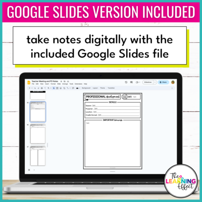 Teacher Meeting and Professional Development Notes