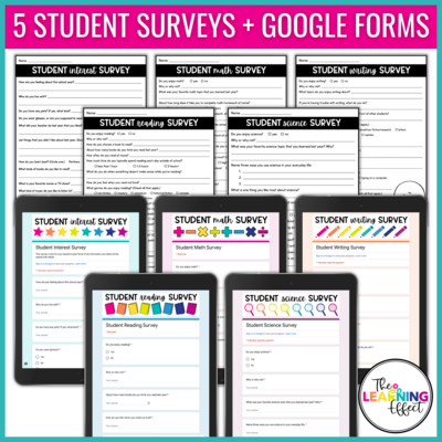 Student Surveys and Questionnaires for Back to School