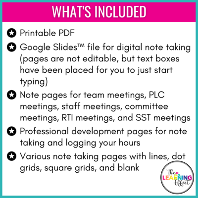 Teacher Meeting and Professional Development Notes