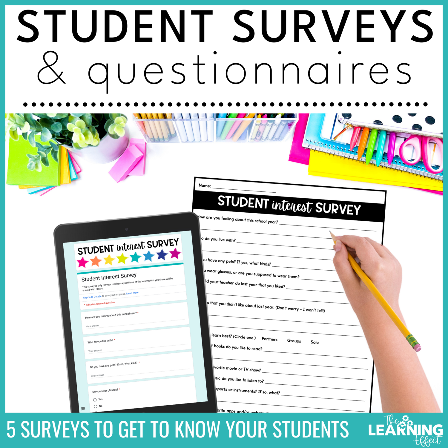 Student Surveys and Questionnaires for Back to School