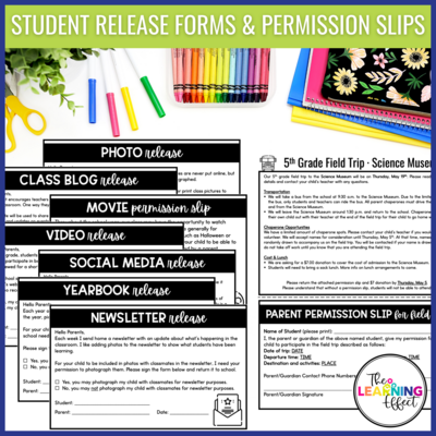 Back to School and Classroom Forms & Printables