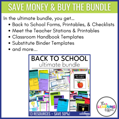 Back to School and Classroom Forms & Printables