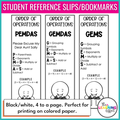 Order of Operations Math Posters | PEMDAS GEMDAS GEMS Anchor Charts