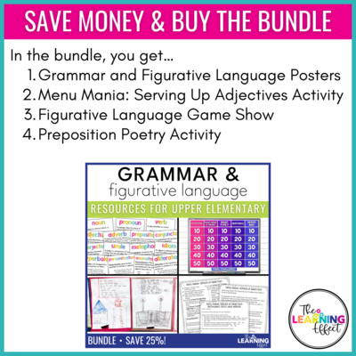 Grammar & Figurative Language Posters | Parts of Speech Anchor Charts ...