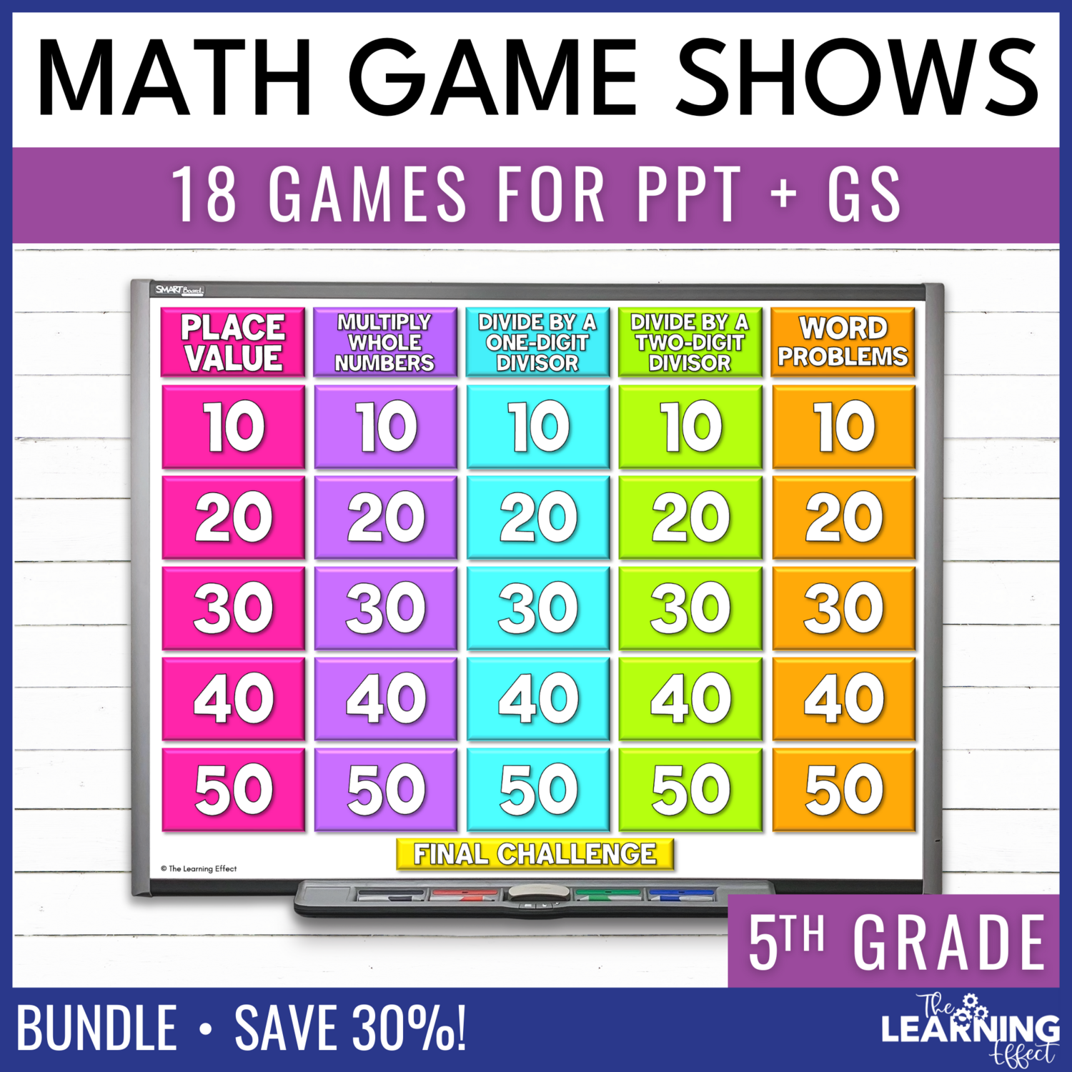 5th Grade Math Game Show BUNDLE | All Standards Test Prep Review Activities