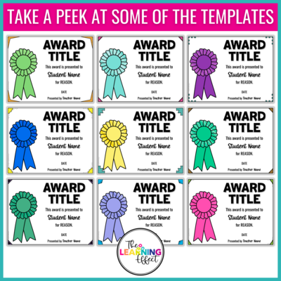 End of the Year Student Awards Editable Templates