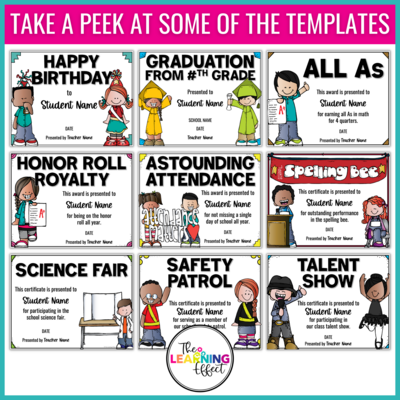 End of the Year Student Awards Editable Templates