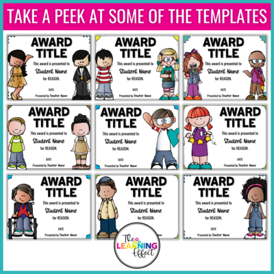 End of the Year Student Awards Editable Templates