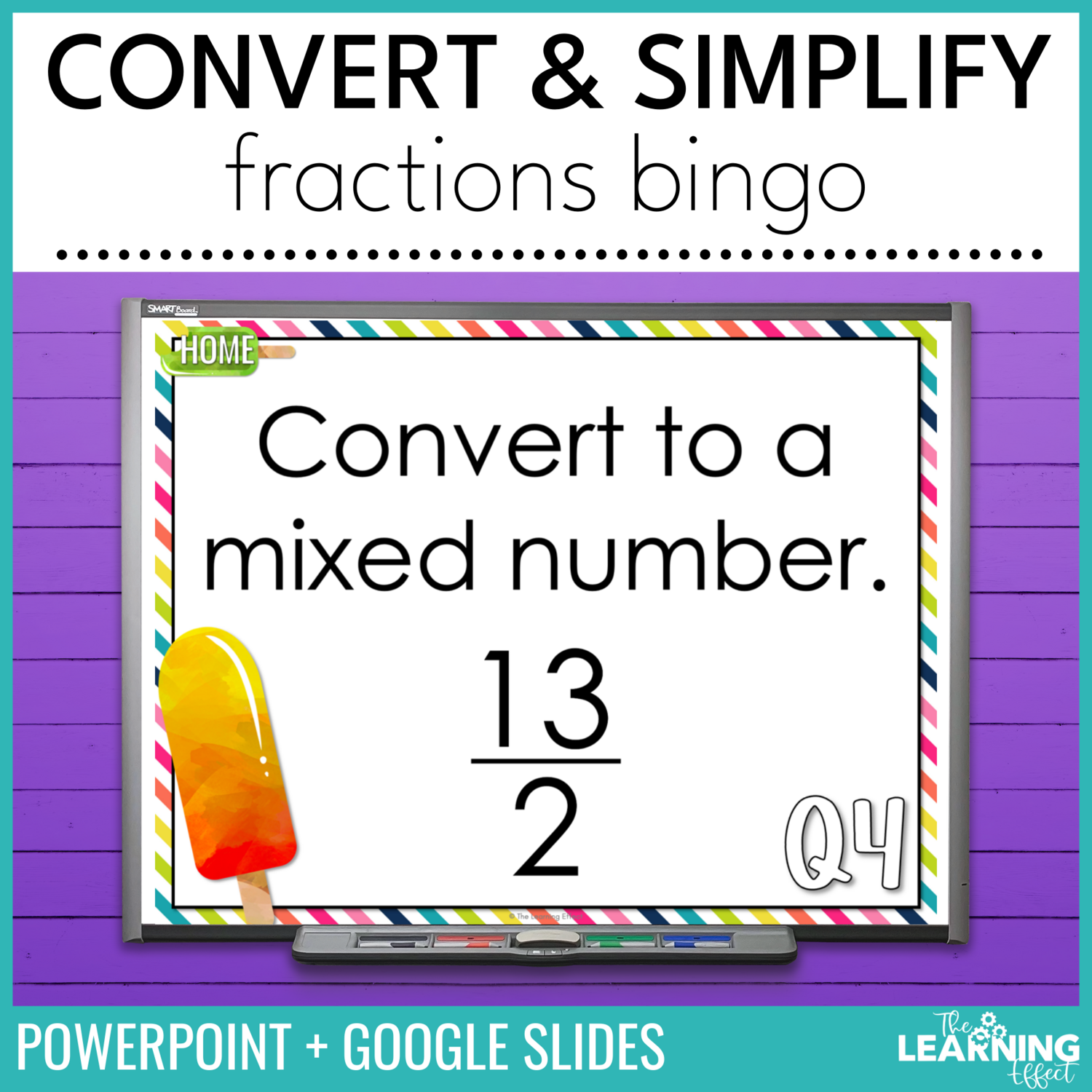 Mixed Numbers, Improper Fractions, & Simplifying Fractions Bingo Game
