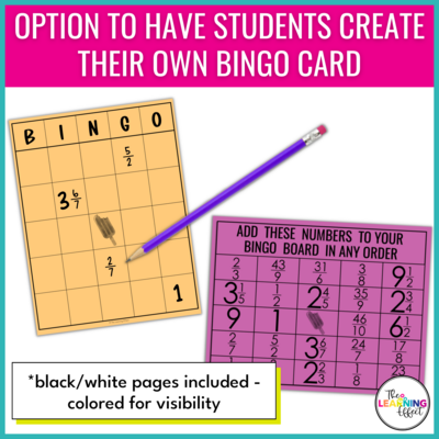 Mixed Numbers, Improper Fractions, & Simplifying Fractions Bingo Game