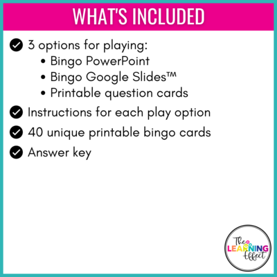 Integers and the Coordinate Plane Bingo Game