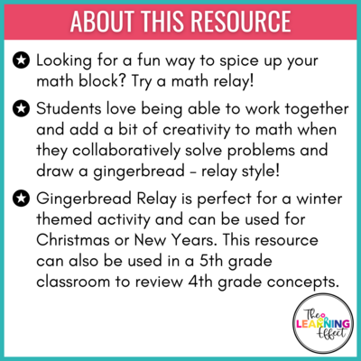 Winter Math Game for 4th Grade | Relay Review Activity | Multiplication