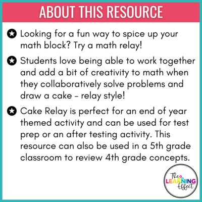 End of the Year Math Game for 4th Grade | Relay Review Test Prep Activity