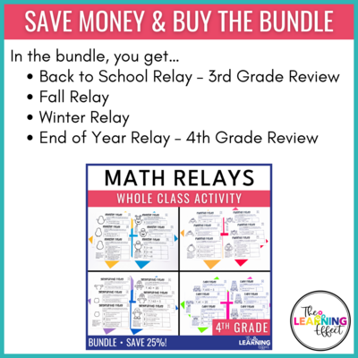 Winter Math Game for 4th Grade | Relay Review Activity | Multiplication