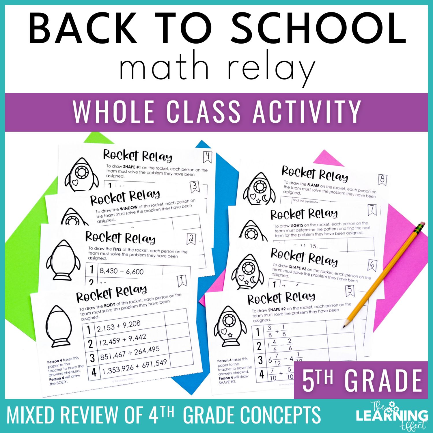 Back to School Math Game for 5th Grade | 4th Grade No Prep Review Relay ...