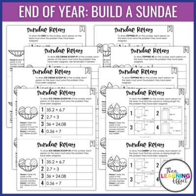 5th Grade Math Relay Game Bundle
