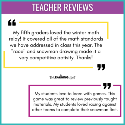 Winter Math Game for 5th Grade | Relay Review Activity | Decimals