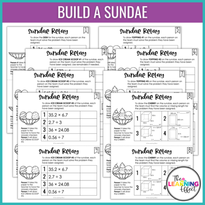 End of the Year Math Game for 5th Grade | Relay Review Test Prep Activity