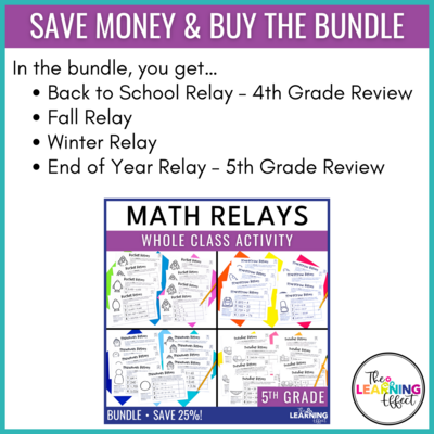 Winter Math Game for 5th Grade | Relay Review Activity | Decimals