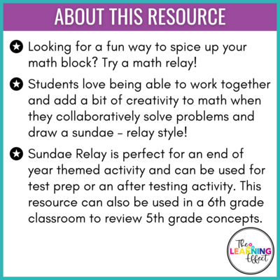 End of the Year Math Game for 5th Grade | Relay Review Test Prep Activity