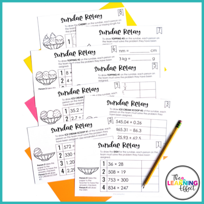 End of the Year Math Game for 5th Grade | Relay Review Test Prep Activity