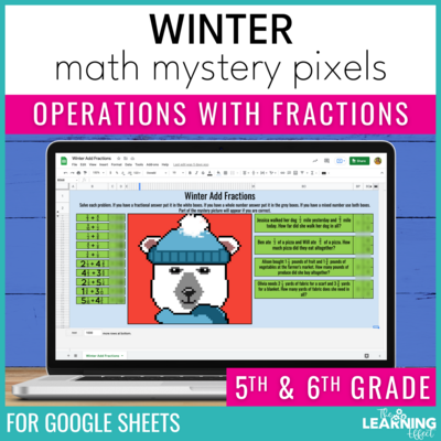 Winter Math Activities Mystery Pixel Art Google Sheets