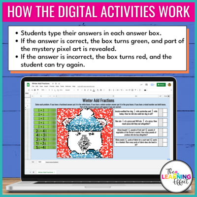 Winter Math Activities Mystery Pixel Art Google Sheets