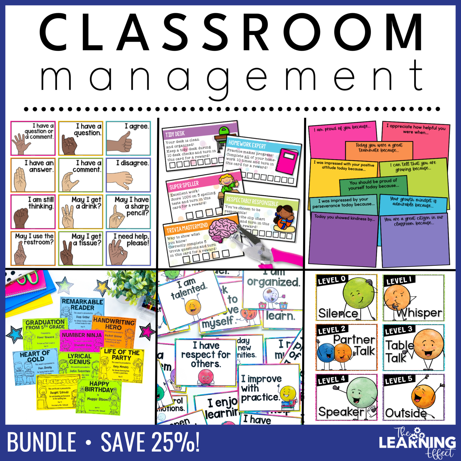Classroom and Behavior Management BUNDLE | Posters Punch Cards Notes Awards